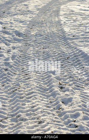 Skidmark in snow Stock Photo - Alamy