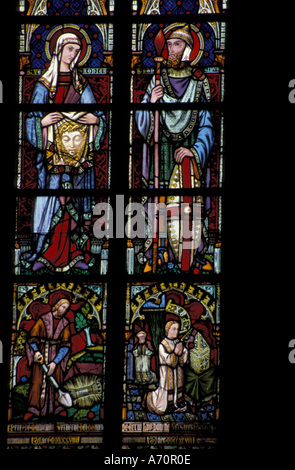 Stained glass of Basilica of the Holy Blood in Bruges, Belgium Stock ...