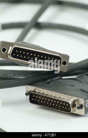 Computer cable with D-sub 25 pin connector isolated on white Stock ...