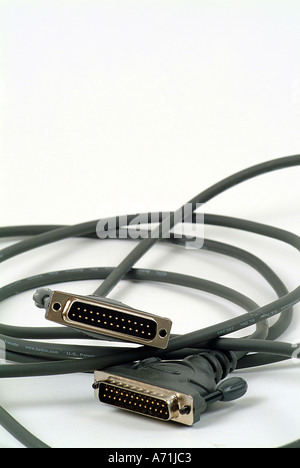 25 pin D type male to male computer cable with grey flex Stock Photo ...