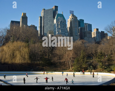 The crowd at the Wollman Rink ice skating in the Central Park of ...