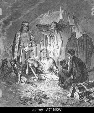 geography / travel, Argentina, people, native camp in Patagonia ...