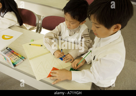 School children drawing a picture Stock Photo - Alamy