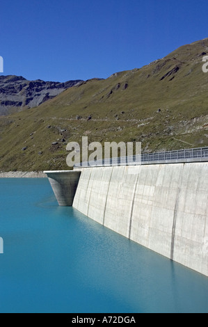 Lake Moiry, hydroelectric power production plant, Moiry glacier, Valais ...