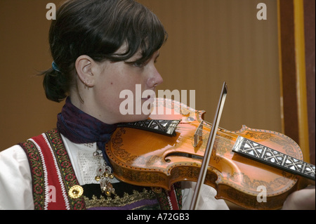 Hardanger fiddle, traditional Norwegian folk music with mother-of-pearl ...