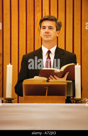 Pastor preaching from pulpit Stock Photo - Alamy