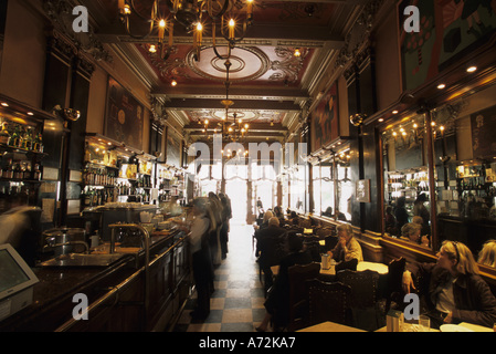 Portugal, Lisbon: Interior of the historic coffee house "A Brasileira ...