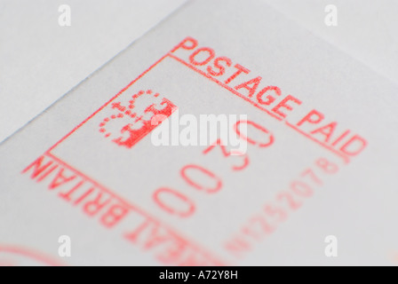 Postage Paid frank or stamp on an envelope with the symbol of a crown ...