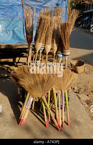 different brooms market of Bhamo Katchin State Myanmar Stock Photo - Alamy