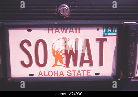 Vanity License Plate Hawaii Stock Photo - Alamy