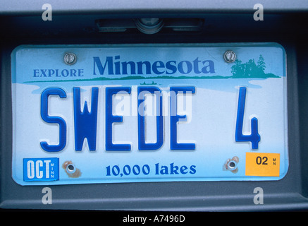 Vanity License Plate Minnesota Stock Photo - Alamy
