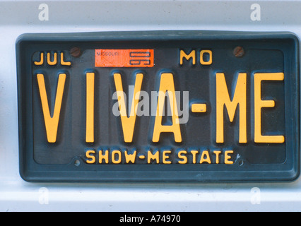 Vanity License Plate Missouri Stock Photo - Alamy