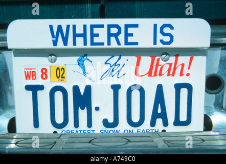Vanity License Plate Utah Stock Photo - Alamy