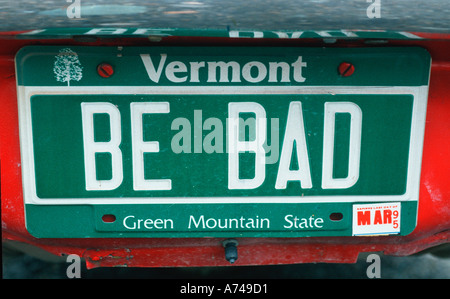 Vanity License Plate Vermont Stock Photo - Alamy