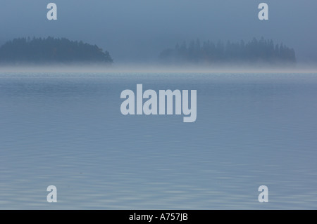 Mist At Lake östra Nedsjön Västergötland Sweden Stock Photo Alamy