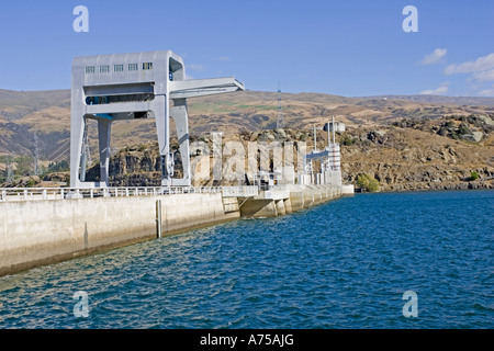 View of Roxburgh Dam the earliest hydroelectric dam Clutha River South ...