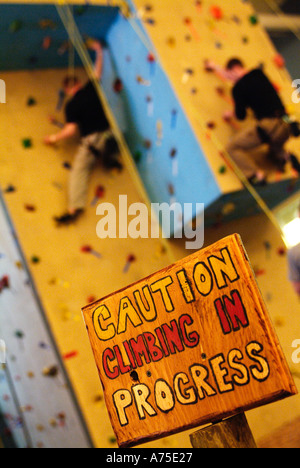 Rock climbing warning sign Stock Photo - Alamy