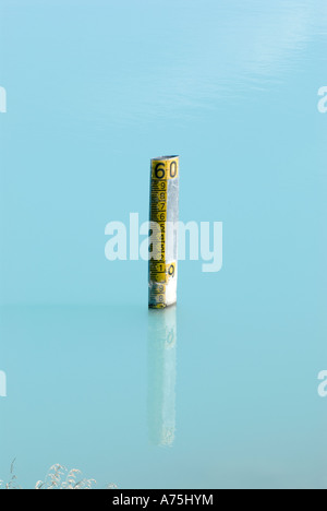 Depth measuring pole in Lake Ruataniwha, South Island of New Zealand ...