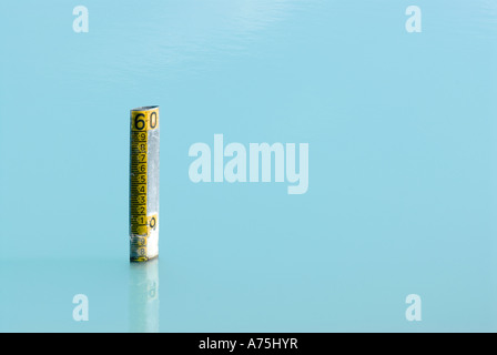 Depth measuring pole in Lake Ruataniwha, South Island of New Zealand ...