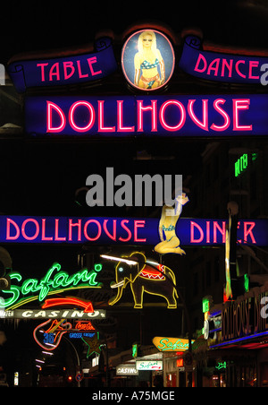 Night clubs and bars on the Reeperbahn, a street in Hamburg's red-light ...