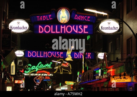 Night clubs and bars on the Reeperbahn, a street in Hamburg's red-light ...