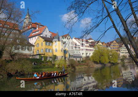 The beautiful Neckar waterfront, Tuebingen, Baden-Wuerttemberg, Germany ...