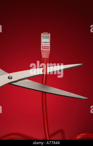 Scissors cutting communications cable Stock Photo - Alamy