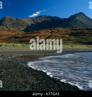 The Cuillin Hills and the beach at Mussel Scalp Glen Brittle Isle of ...