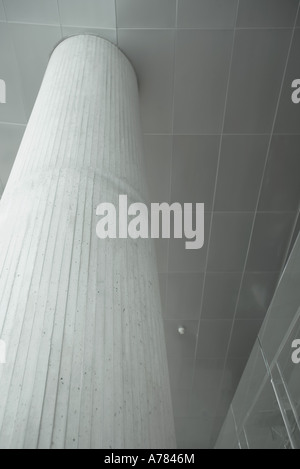 Low angle view of concrete grid beam structure with square louver sky ...