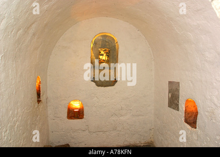 View of the ancient crypt inside the Great step pyramid of Djoser ...