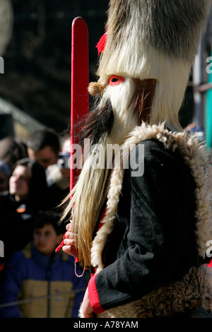 Traditional Kukeri in costume at the Festival of the Masquerade Games ...