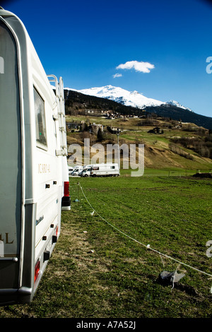 Alpine campsite, Bormio, Italy Stock Photo - Alamy