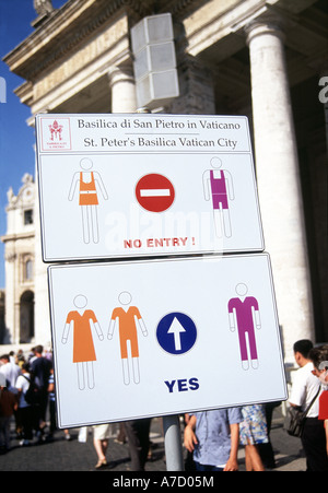 Vatican City, Vatican City, sign the dress code at St. Peter's Stock ...