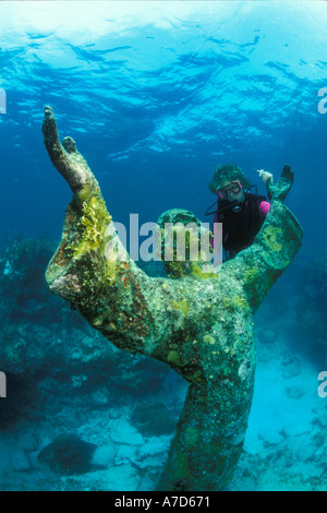 SCUBA DIVER AND STATUE OF CHRIST OF THE ABYSS FLORIDA KEYS NATIONAL ...