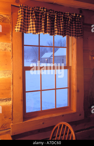 Rural winter scene through window Stock Photo - Alamy
