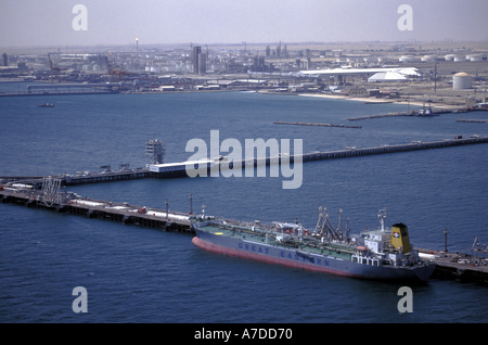 Oil tanker filling it s hull with crude oil Straits of Hormuz Kuwait ...