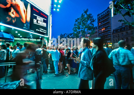 Paris France, Teens Waiting Exterior Movie Theater Marquee "Ave Champs ...