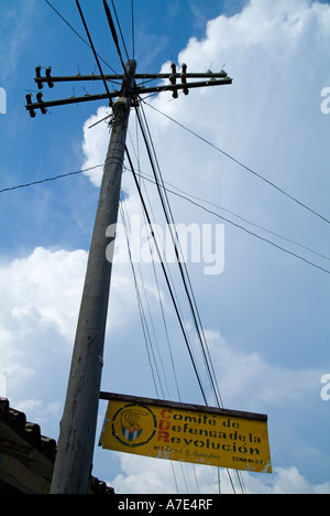 Electricity in Cuba, electrical pylon with messy wires and equipment ...