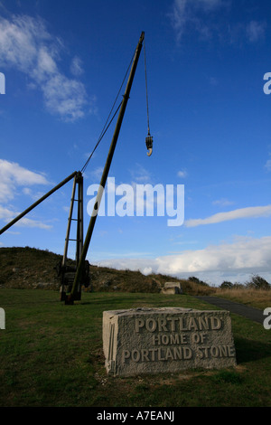 Portland Home of Portland Stone sign carved on a block of Portland ...