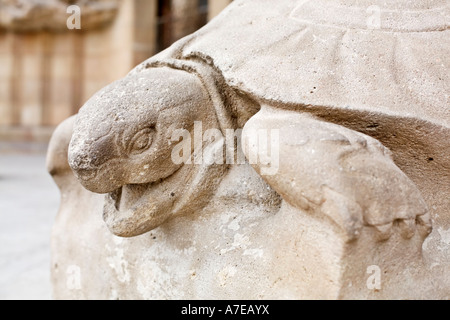 Turtle Statue at the Base of a Column of the Facade of the Sagrada ...
