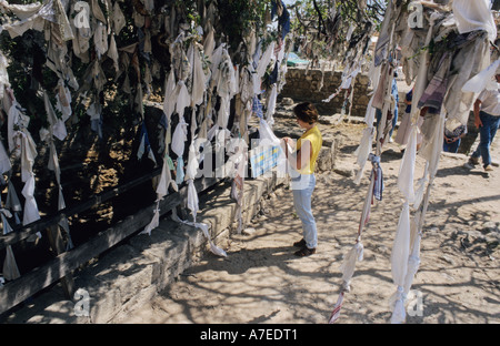 Hanging a handkerchief on the terebinth tree outside the Catacombs of ...