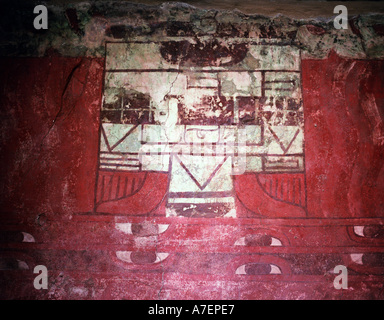 Mexico, Teotihuacan. Ancient murals from pre-hispanic (Olmec/Maya/Aztec ...