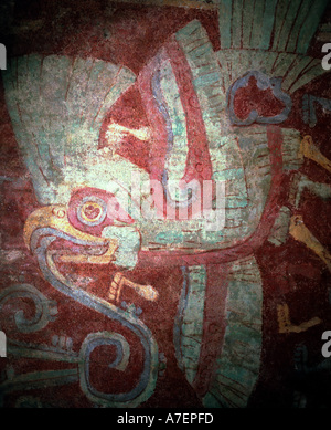 Mexico, Teotihuacan. Ancient murals from pre-hispanic (Olmec/Maya/Aztec ...