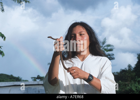 Mexico, Chiapas, Lacanja, Selva Lacandona. The Lacandon Indians are ...