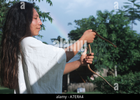 Mexico, Chiapas, Lacanja, Selva Lacandona. The Lacandon Indians are ...