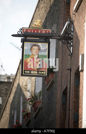 Duke of Wellington public house sign in the Cotswold village of Bourton ...