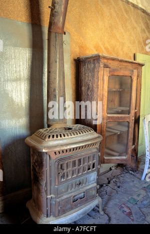 Interior of residence in the Bodie ghost town in California. Bodie is a ...