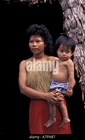 SA, Peru, Napo River Region, Peruvian Rainforest. Yagua children ...