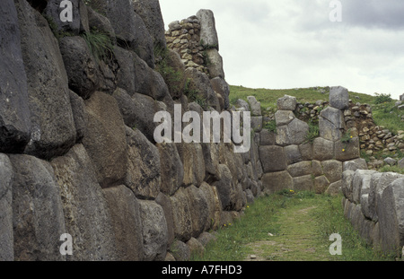 SA, Peru, Cuzco, Sacsayhuaman Inca stone walls built without mortar ...