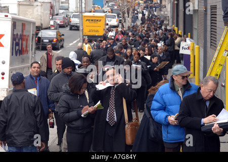 Potential employees queue up at job fair Stock Photo - Alamy